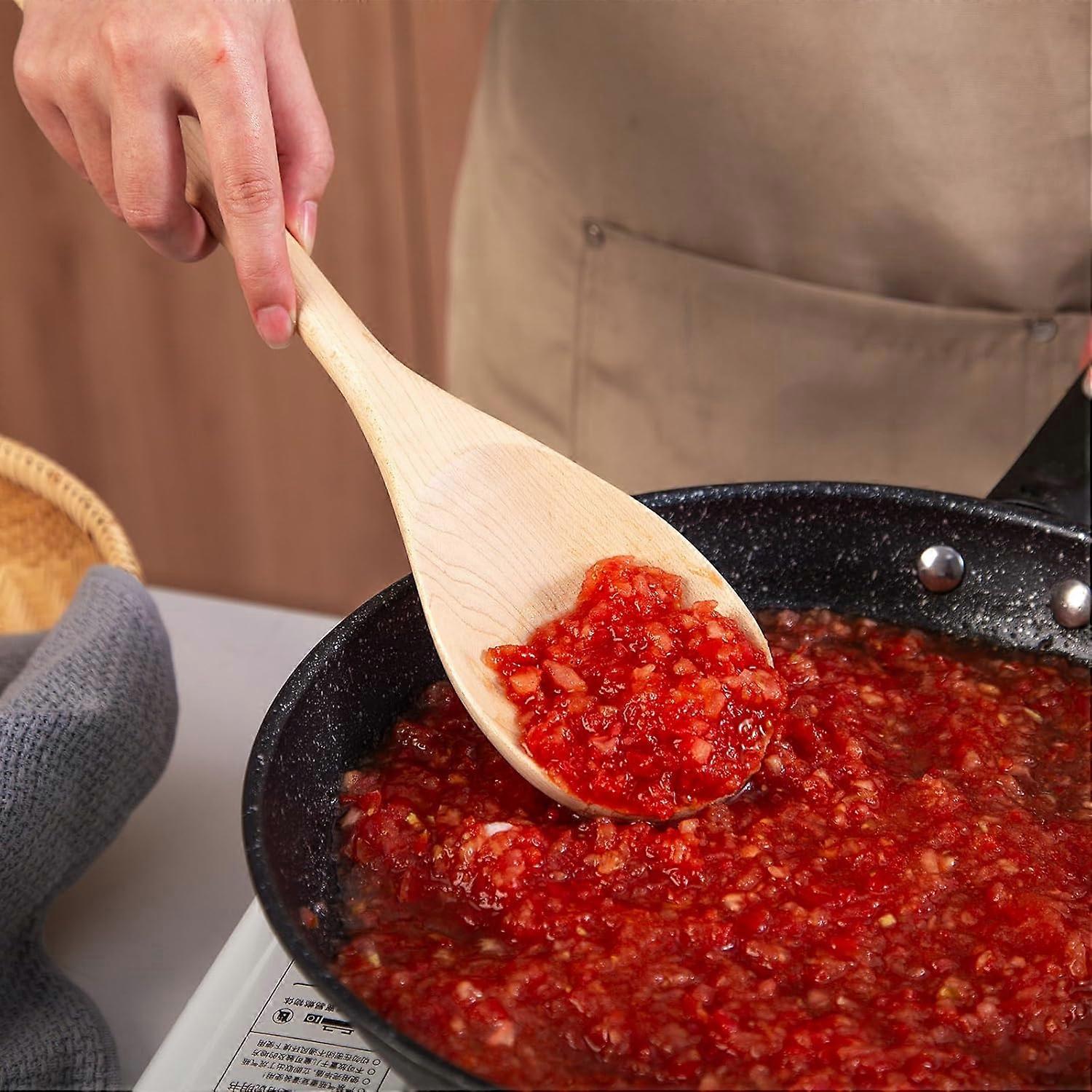 Large Wooden Spoon for Cooking - 17 Inch Big Wood Scoop Utensil for ...