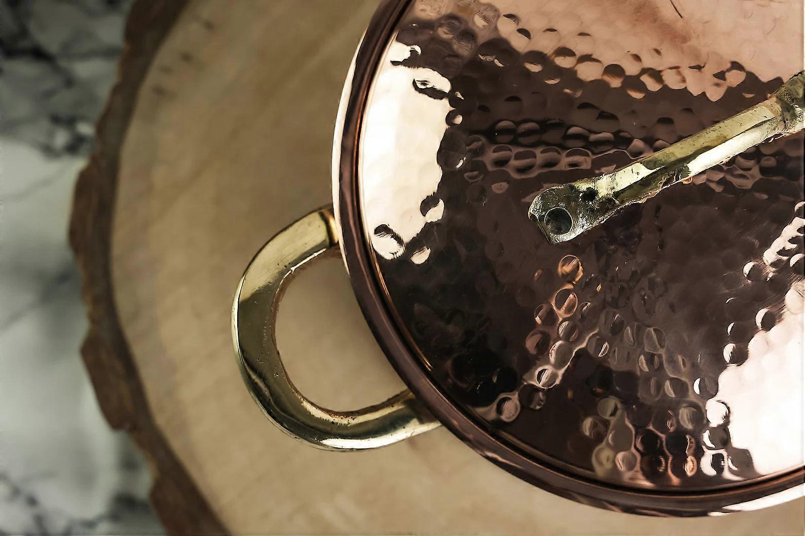 Solid Copper Cookware And Lid Set (brass Handles) | Handmade Copper ...