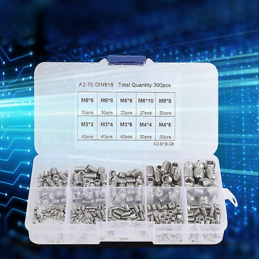 300pcs M3 M4 M5 M6 M8 Set Screw 304 Stainless Steel Hex Socket Screw ...