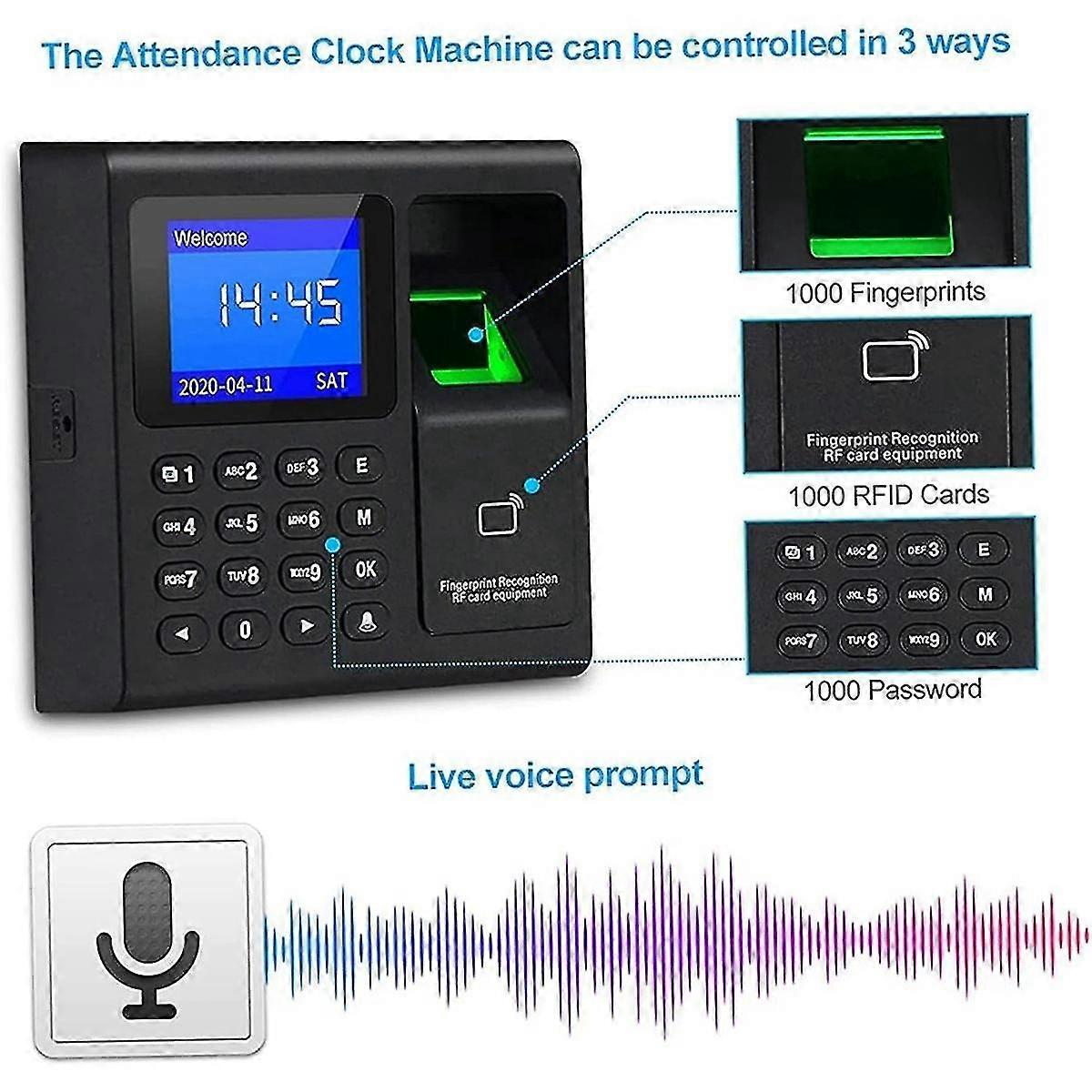 Time Attendance Machine Fingerprint Password Time Clock For Employee ...
