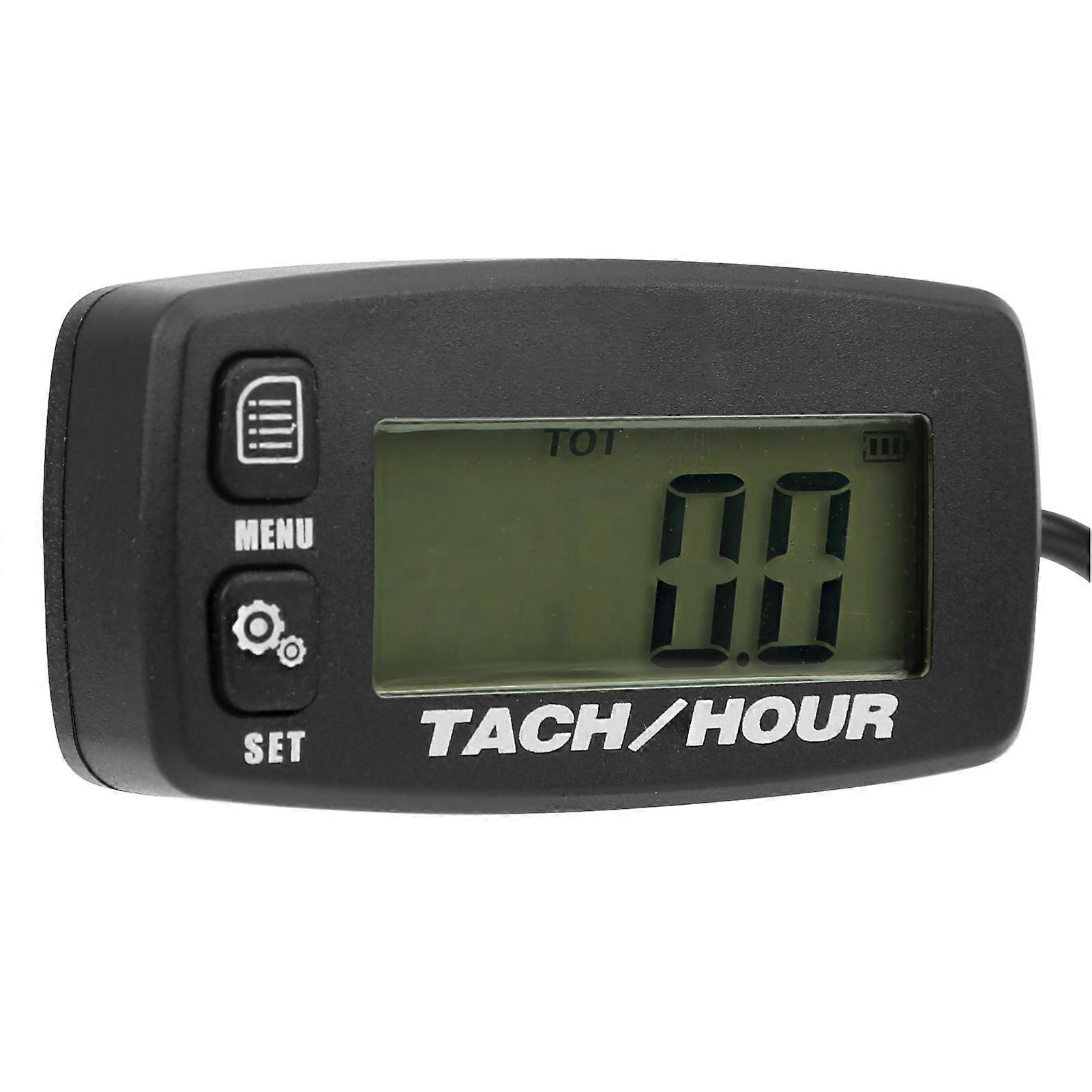 LCD Backlit Gauge Resettable Inductive Tachometer Hour Meter for 2/4 ...