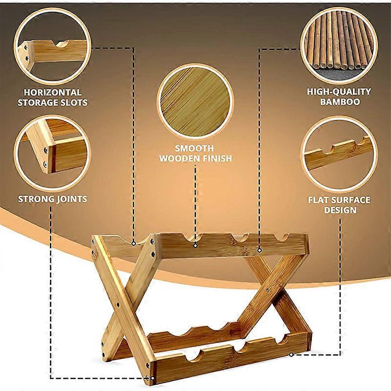 Bamboo Wine Rack, X Shape, 6 Bottles, Rustic, Small, Folding Wine Rack ...