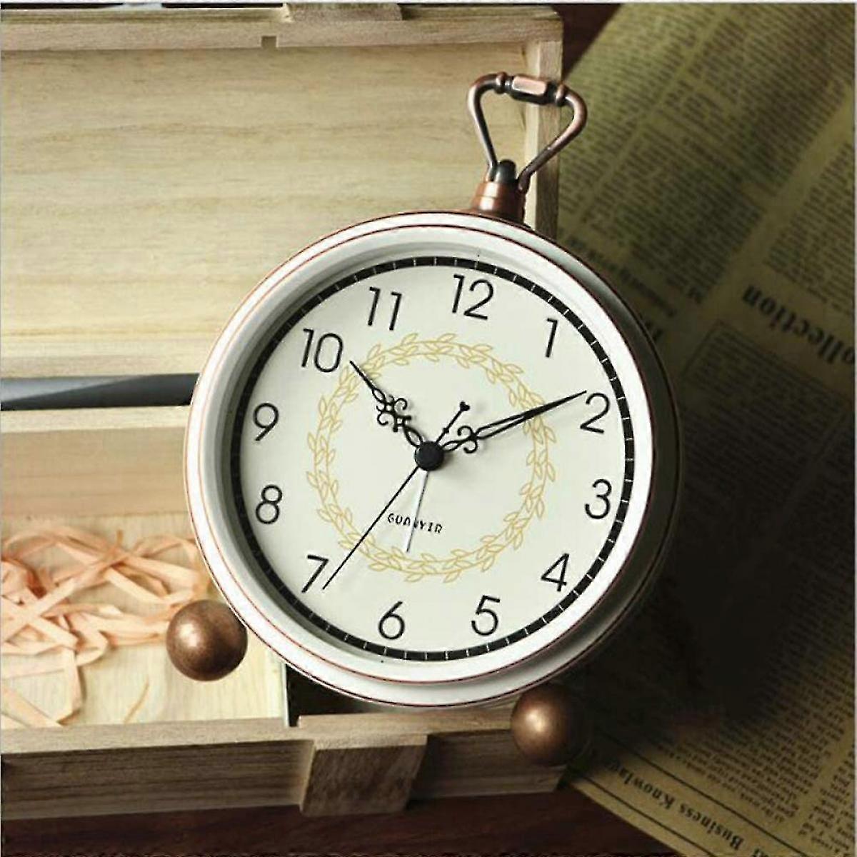 Alarm Clock, Retro Non-ticking Table Clock Battery Operated Small Alarm ...