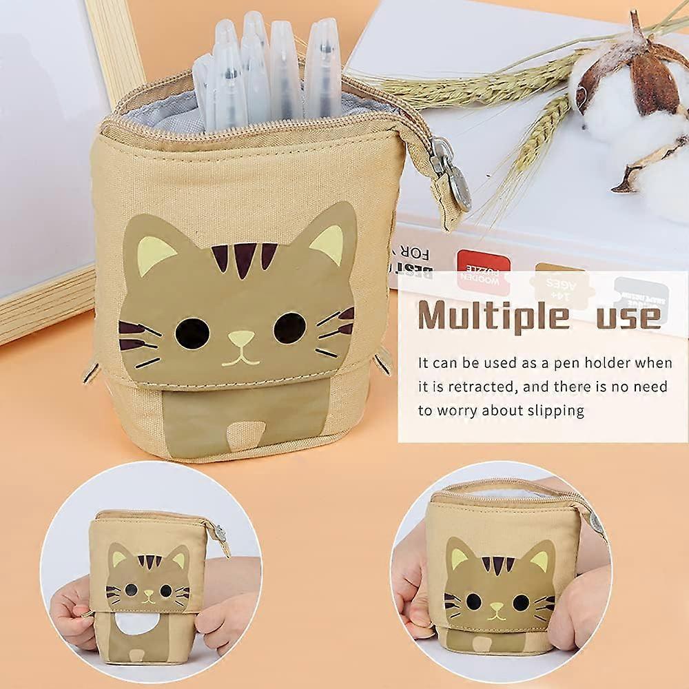 Cat Pencil Case Cute, Stand Pencil Case Holder, Telescopic Pencil Case ...