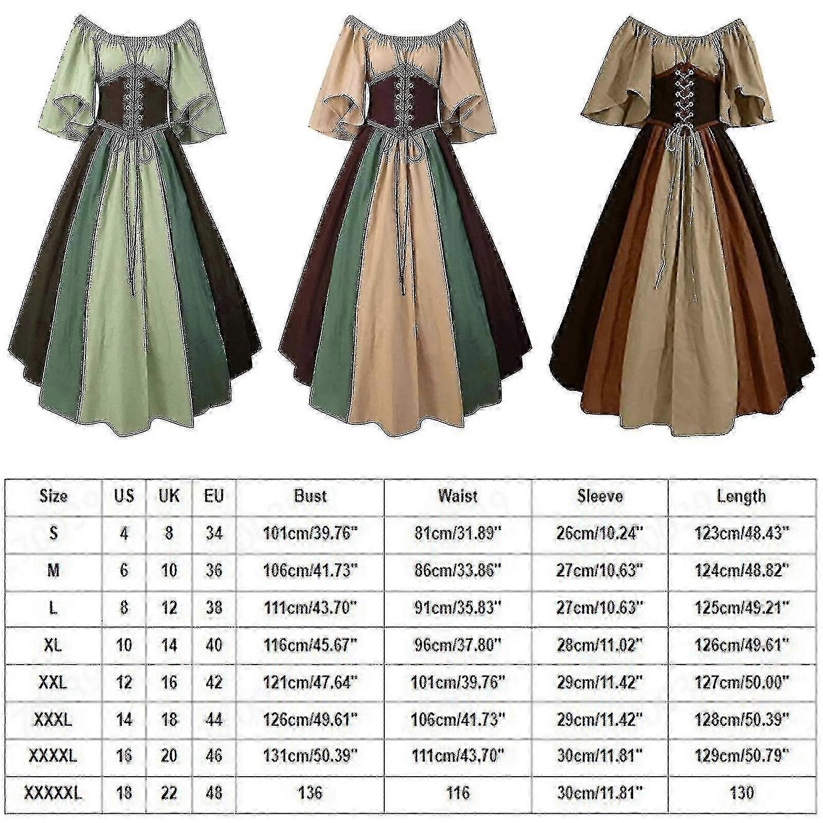 Medieval Clothing Women's Short Sleeve Gothic Dresses Retro Party ...