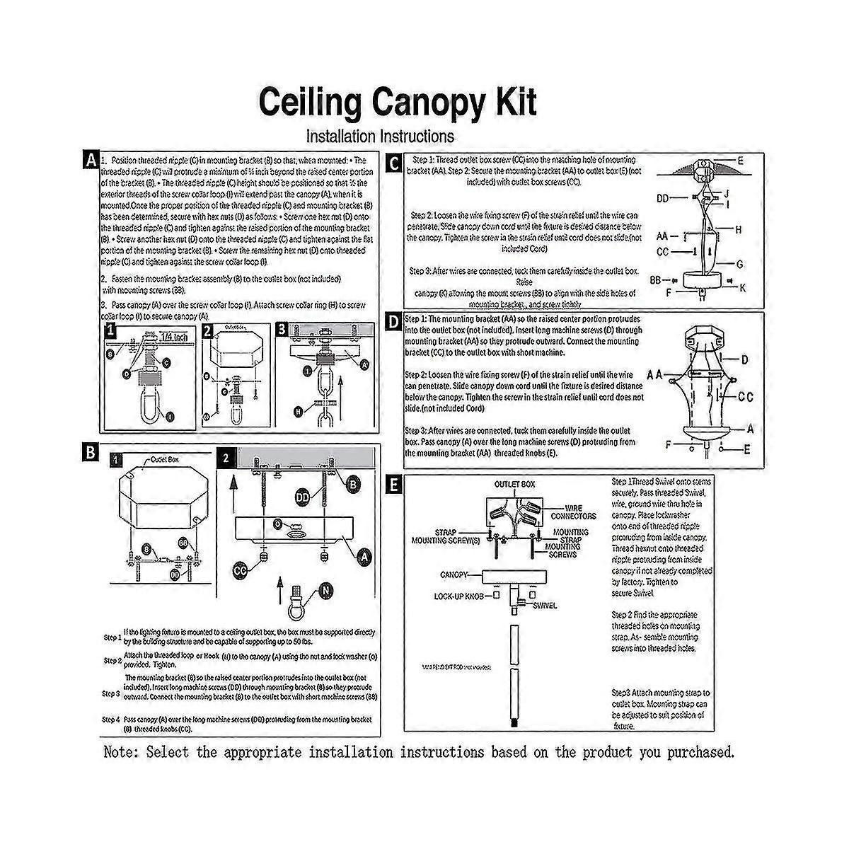 Ceiling Lighting Canopy Kit Pendant Light Plate Cover With All Mounting ...