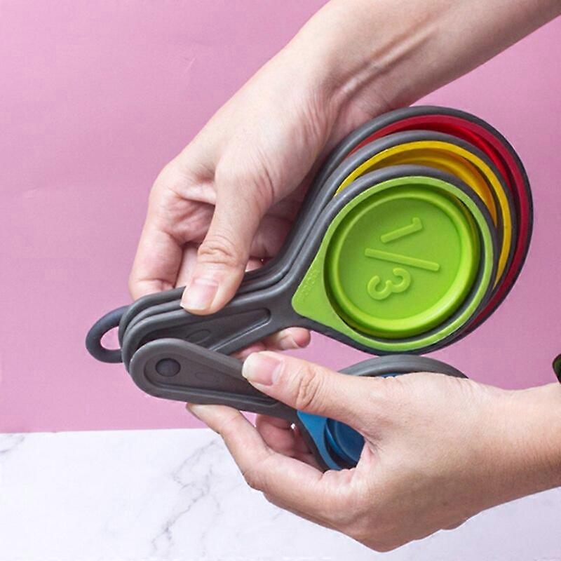 4-8PCS Set Measuring Cup Folding Measuring Spoon Set Coffee Sugar Scoop ...