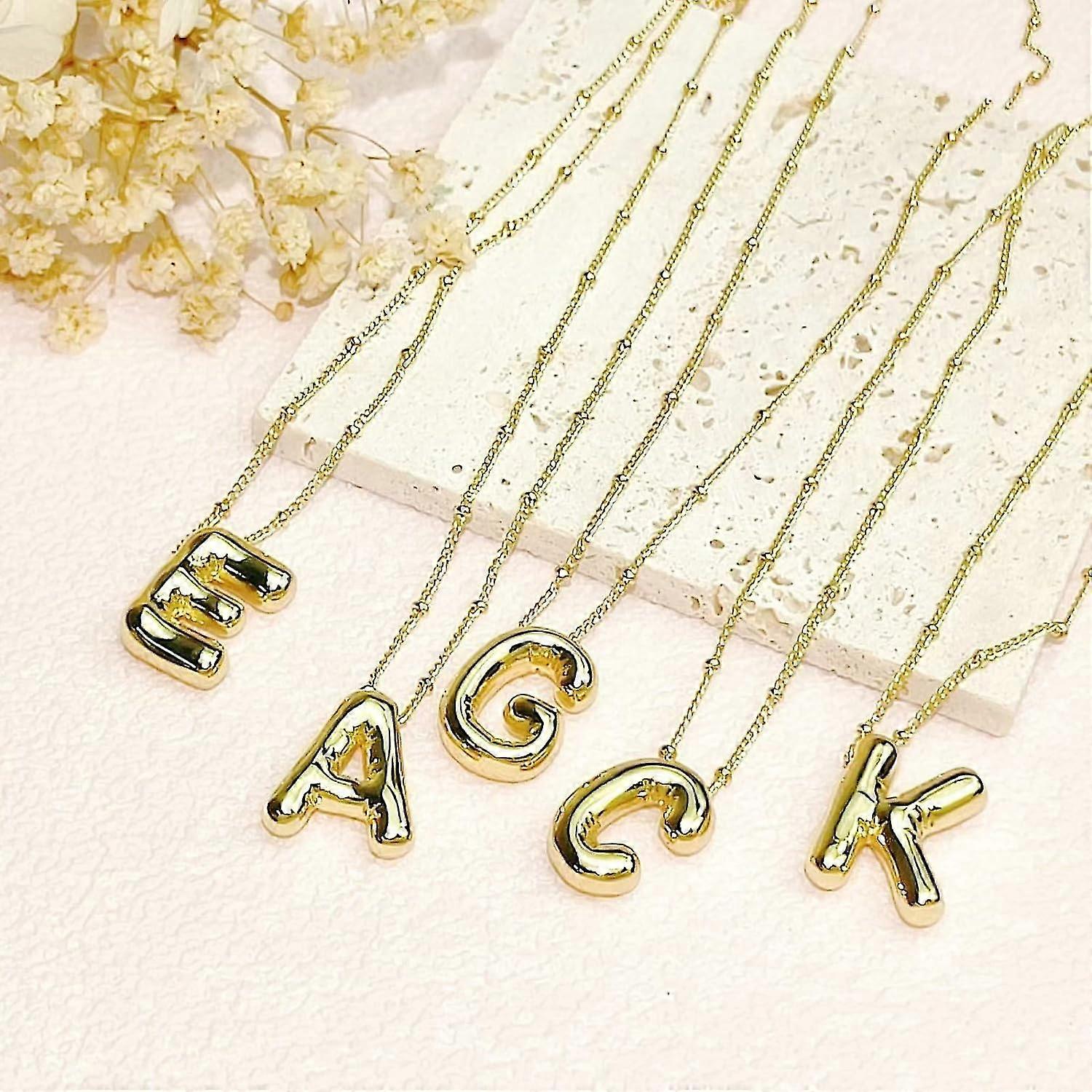 Bubble Letter Necklace Balloon Initial Necklaces For Women Girls Dainty ...