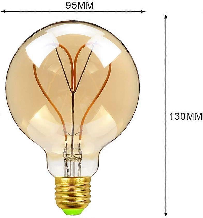 Classic Vintage Edison Light Bulb G95 Heart Pattern Soft LED Filament ...