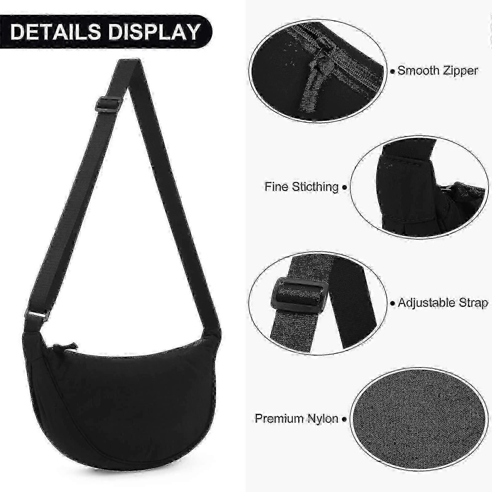 Crescent Bag For Women, Nylon Crescent Bags Crossbody Bag Portable ...