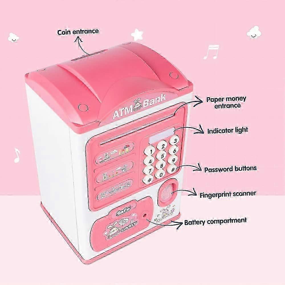 Bank for Kids Money Bank Machine with Fingerprint& Password Code Mini ATM Bank Coin Can ...