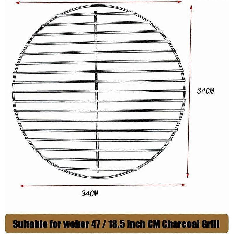 7440 34CM Grille de Cuisson en Acier Nickel Brillant pour Weber Charcoal Kettle 47CM Barbecue ...