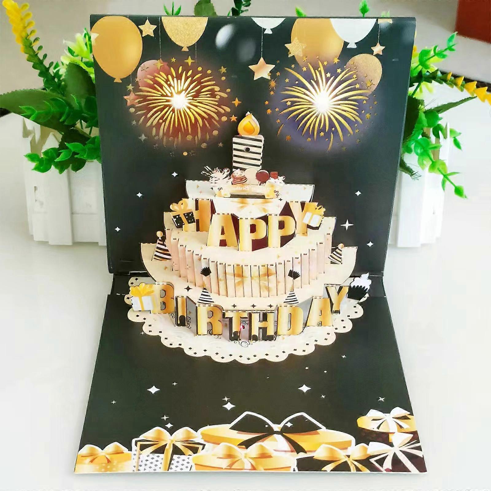 Light and Sound Birthday Greeting Cards 3D Cake Greeting Card Musical ...