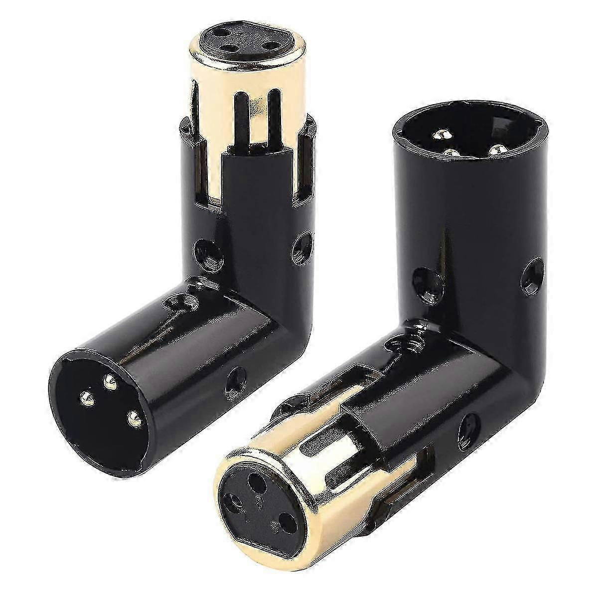 2PCS Audio Adapter Plug Adjustable Male to Female Right Angle XLR Adapter 3Pin Black (XLR 90 ...