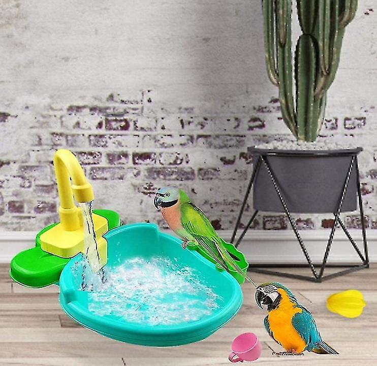 Automatic Bird Bath Tub Parrot Bathtub With Faucet Bird Shower Feeder ...