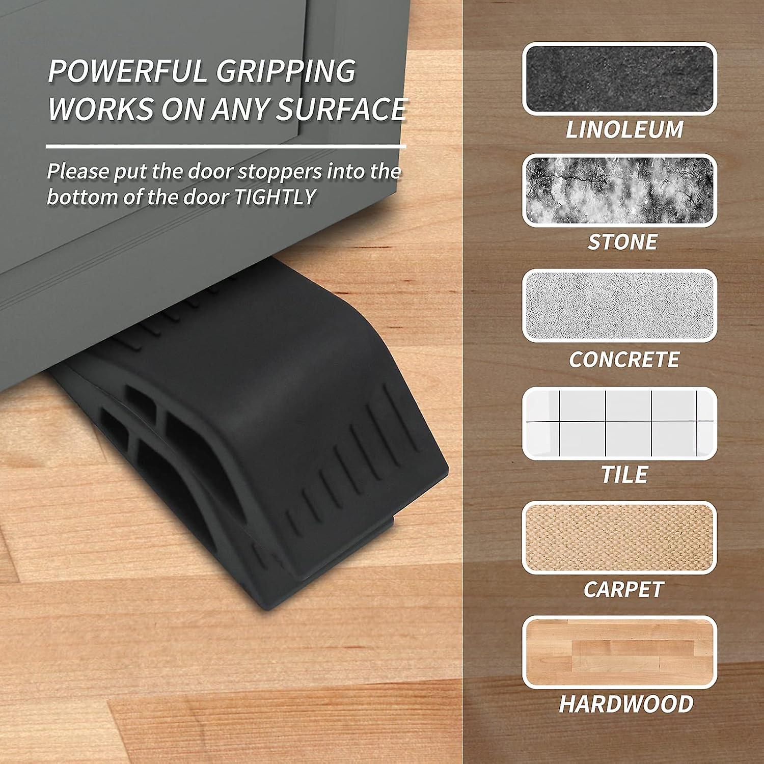 2 Pcs Gray Door Stops for Bottom of Door, Heavy Duty Door Stopper Wedge ...