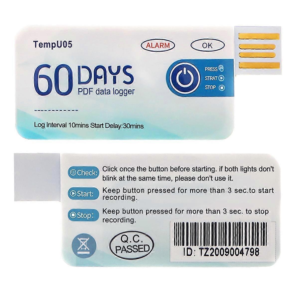 TempU05 1pcs Temperature Data Logger 60 Day Single Use Temperature ...