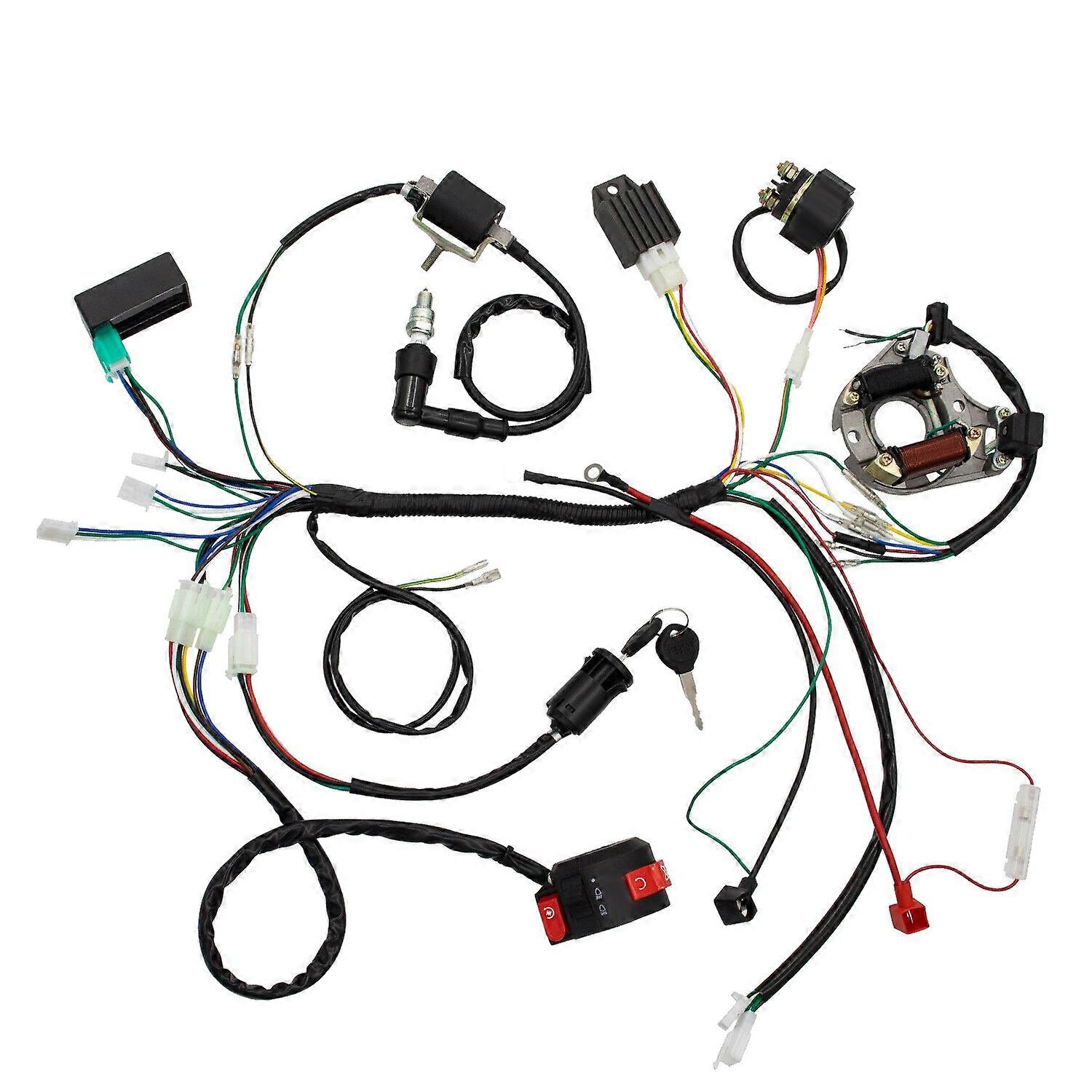 Complete Stator Wiring Harness CDI Ignition Coil Solenoid Set for ATV ...