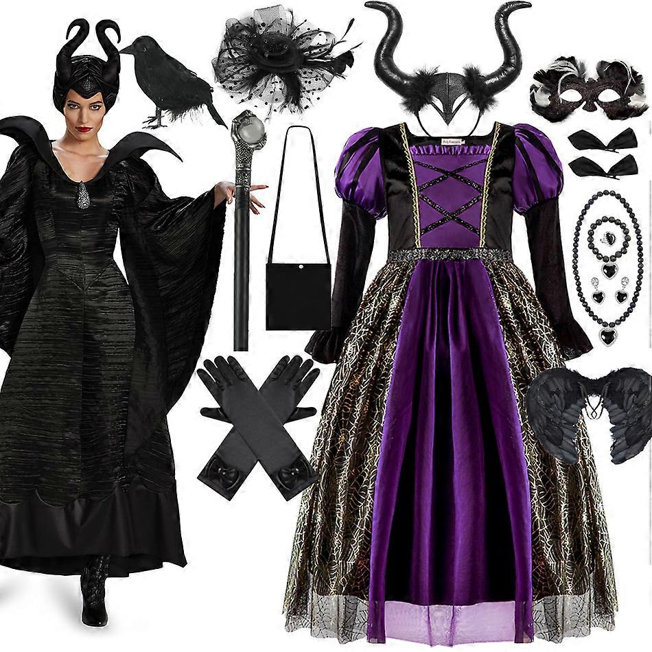 Disney Maleficent Costume Black Girls Dress Witch Deluxe Girls Fancy ...