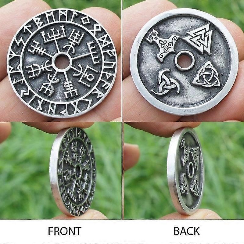 Vintage Viking Rune Compass Pendant Necklace High Quality Metal Pagan ...