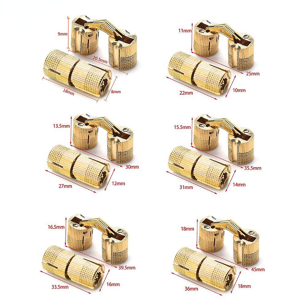 Copper Brass Furniture Hinges 8-18mm Cylindrical Hidden Cabinet ...
