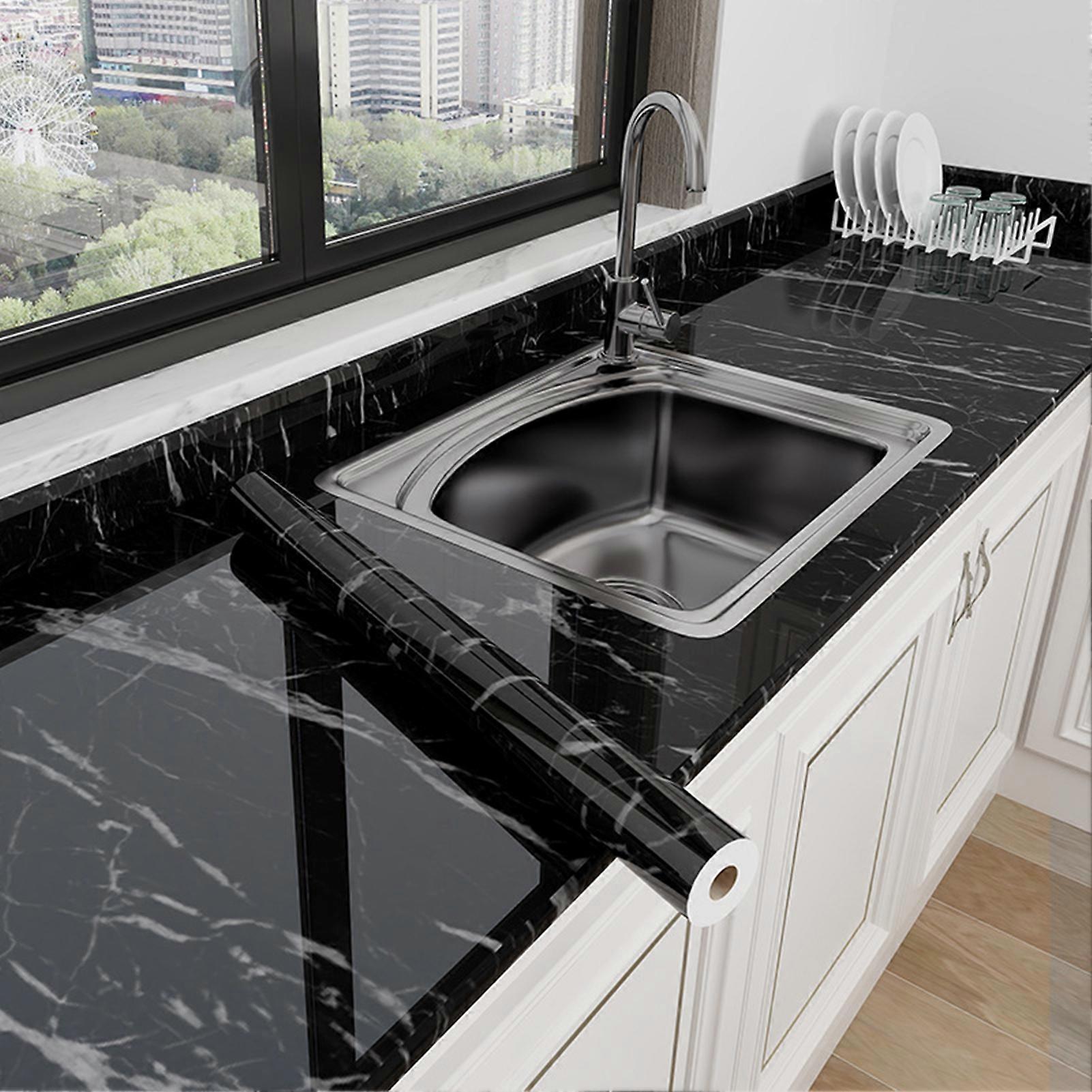 Kitchen Countertop Stickers Marble Pattern Cabinet Shelf Drawer Liner ...