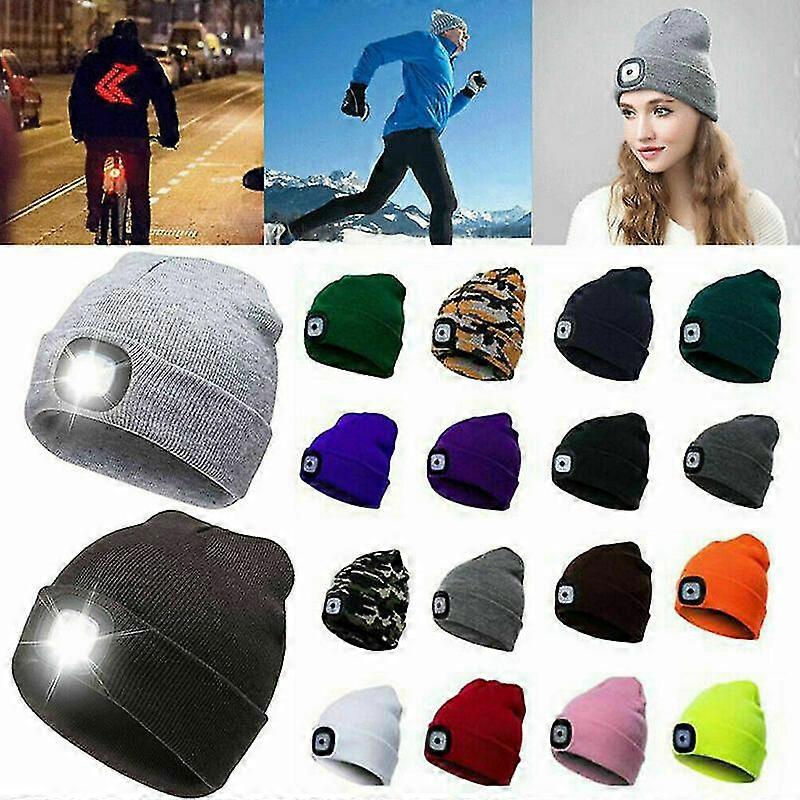 Unisex Led Beanie Hat With Usb Rechargeable Battery 5 Hours High ...