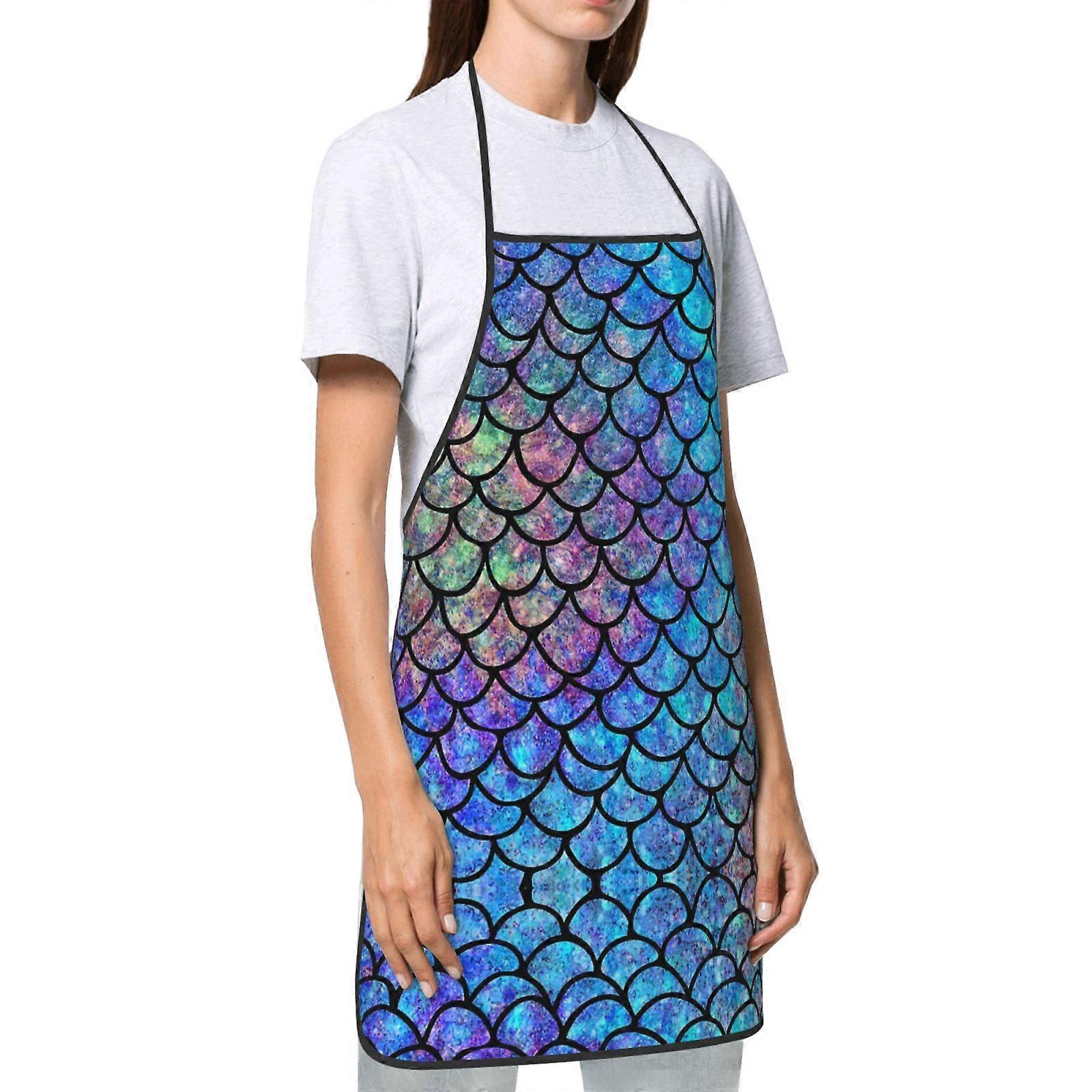 Rainbow Mermaid Scale Apron Kitchen Cooking Baking Aprons With Strap ...