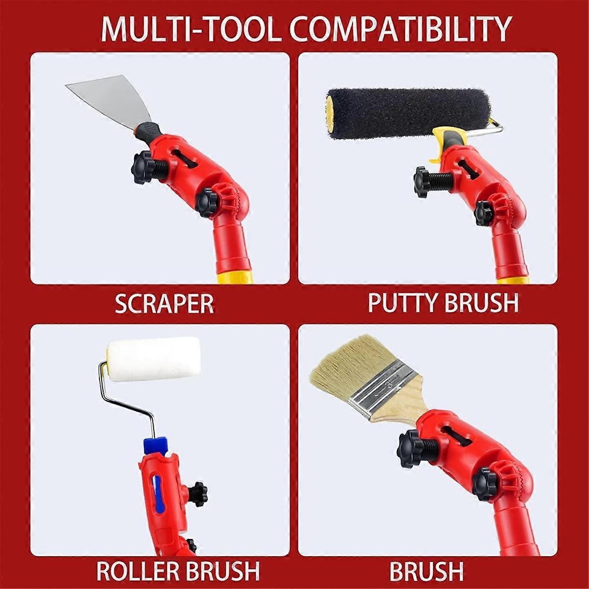 Multi-Angle Paint Brush Extension Pole Kit Handheld Paint Tool Extender ...