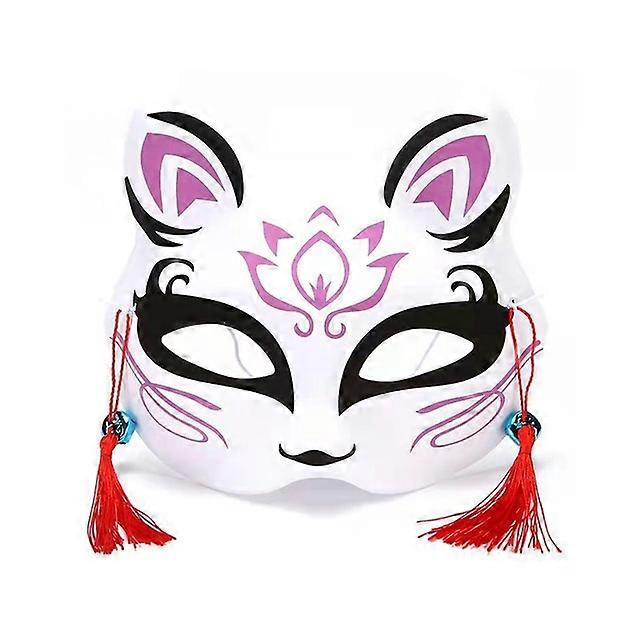 Fox Mask Hand-painted Half Face Mask Festival Ball Kabuki Kitsune Masks ...