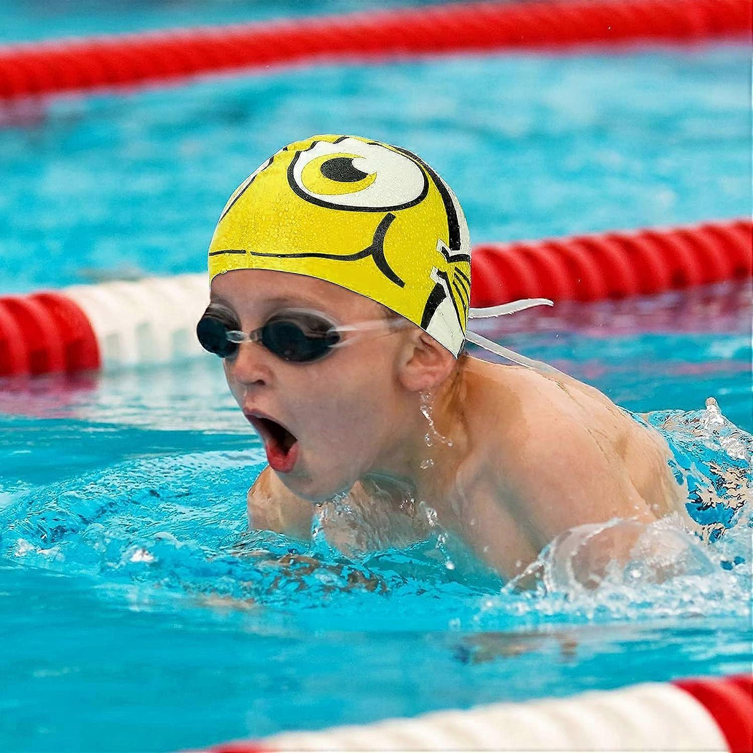 2Packs Kids Cartoon Fish Swim Caps Children Elastic Swimming Hats ...