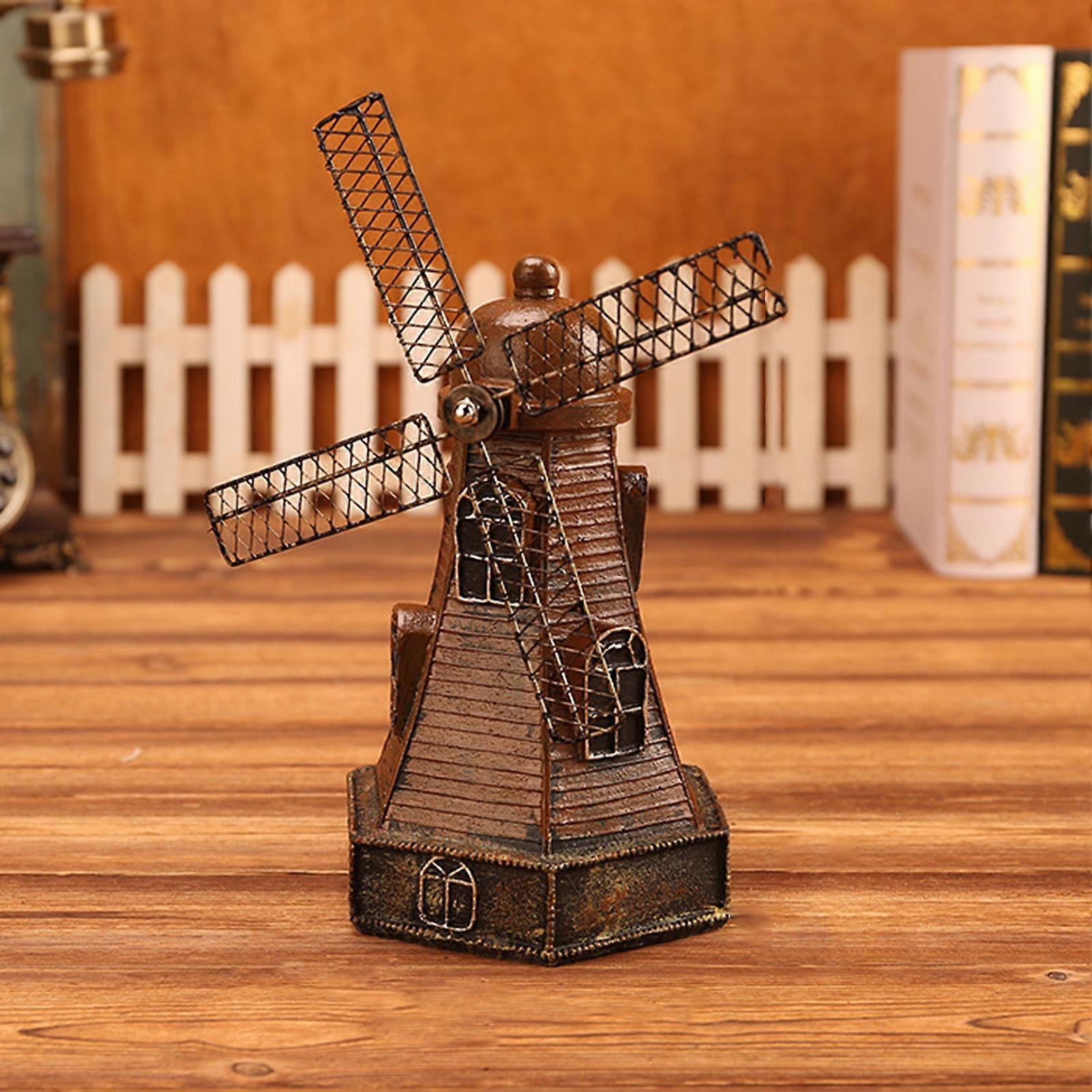 Retro Style Windmill Decor Beautiful Handmade Resin Windmill Model for ...
