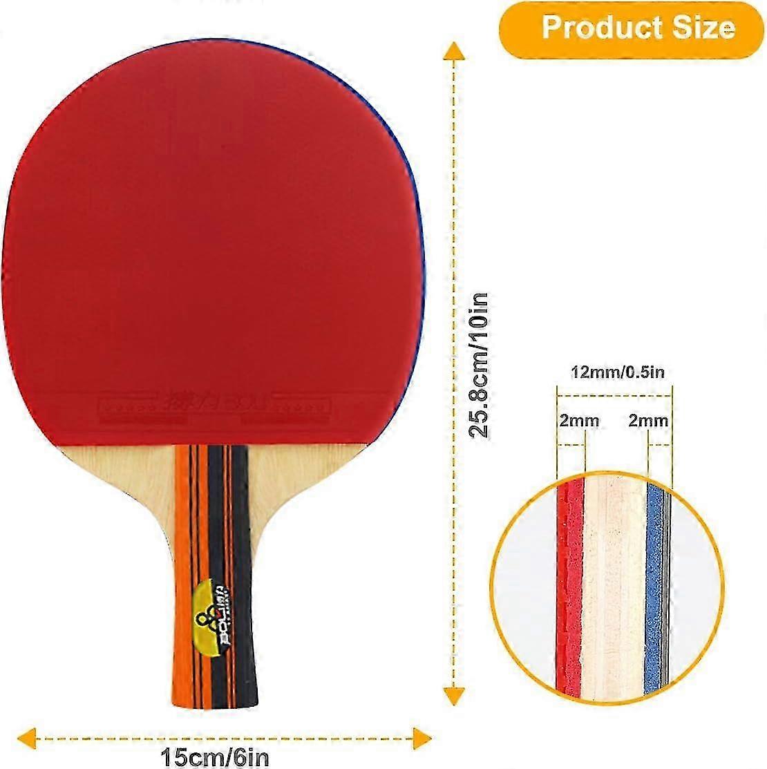 Table Tennis Bats Professional Ping Pong Racket Paddle Set with 2 Bats ...