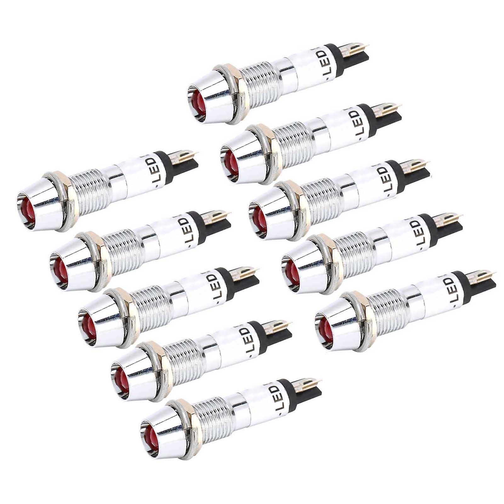 10pcs DC 24V Indicator Light Signal Lamp Stainless Steel Shell 8mm ...