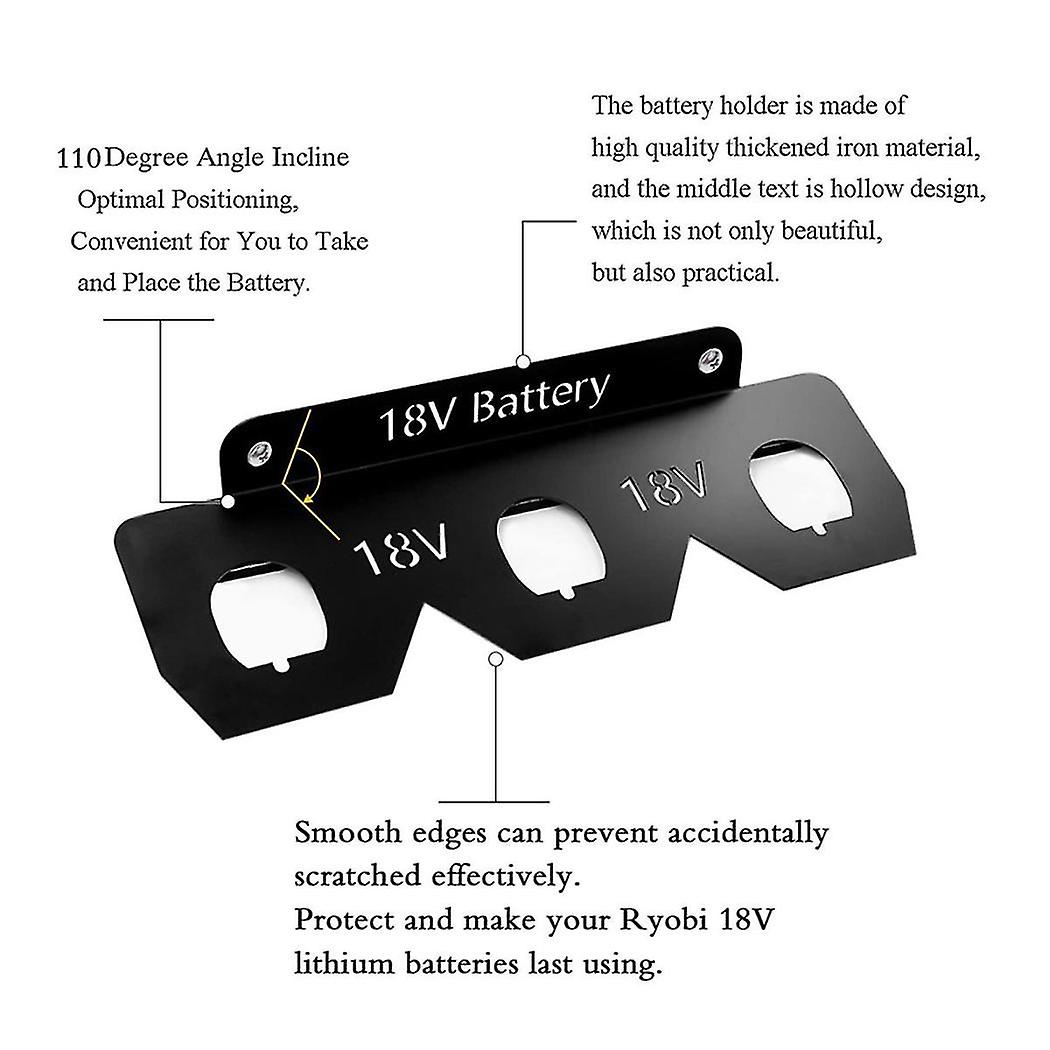 Battery Holder, Wrought Iron 18v Battery Storage, 18v Battery Holder , Mount Wall Rack With 3 ...