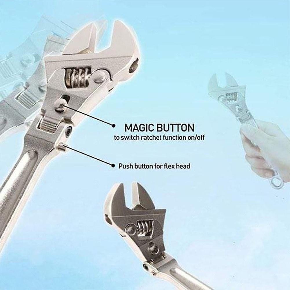Adjustable ratchet wrench 180° rotatable folding handle spanner hand ...