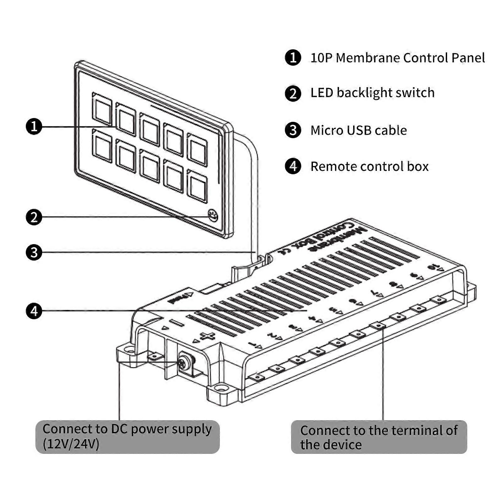 RV Control Switch Panel, RV Boat Universal 10P Membrane Control Switch ...