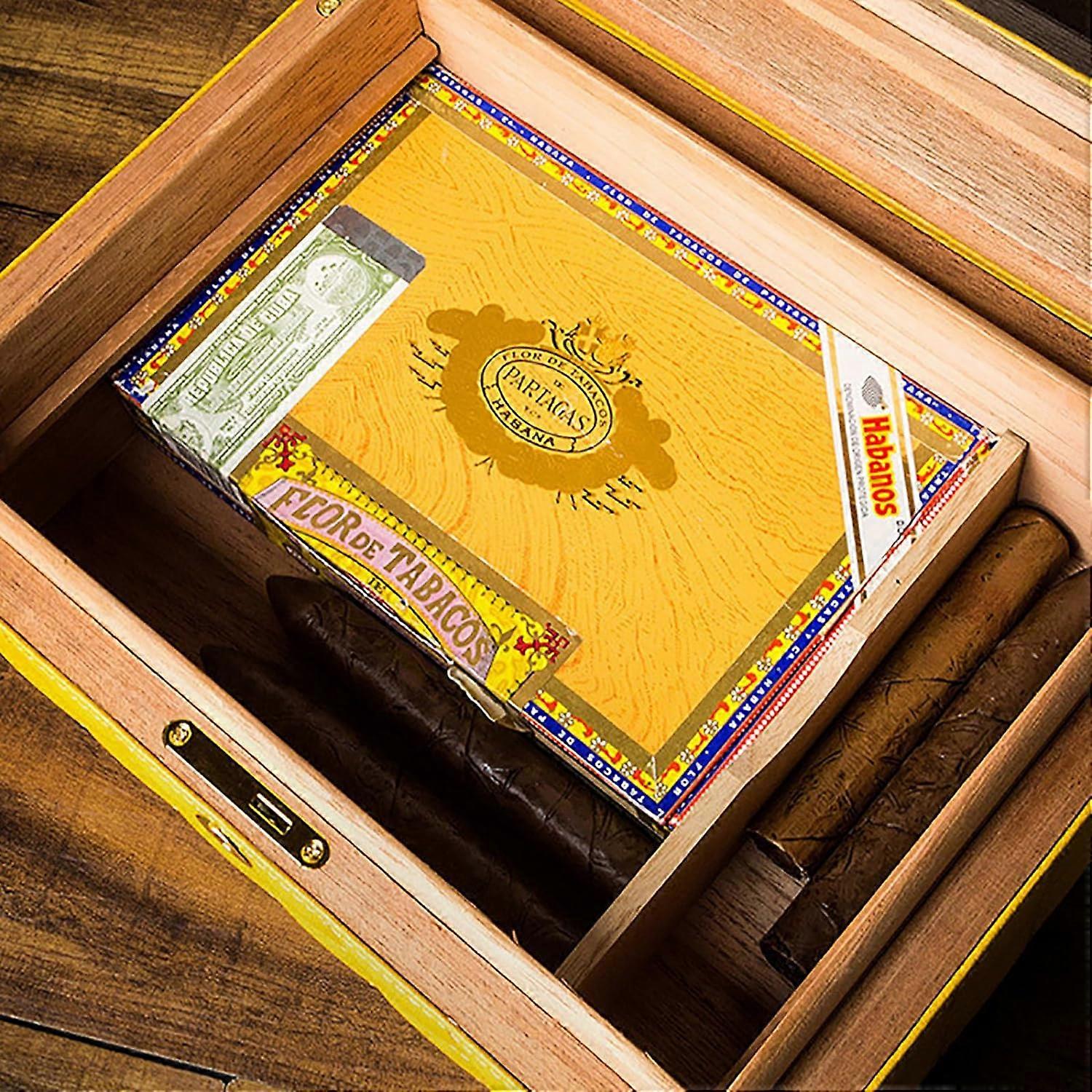 Glass Top Cigar Humidor, Cedar Cigar Desktop Box, with Hygrometer and ...