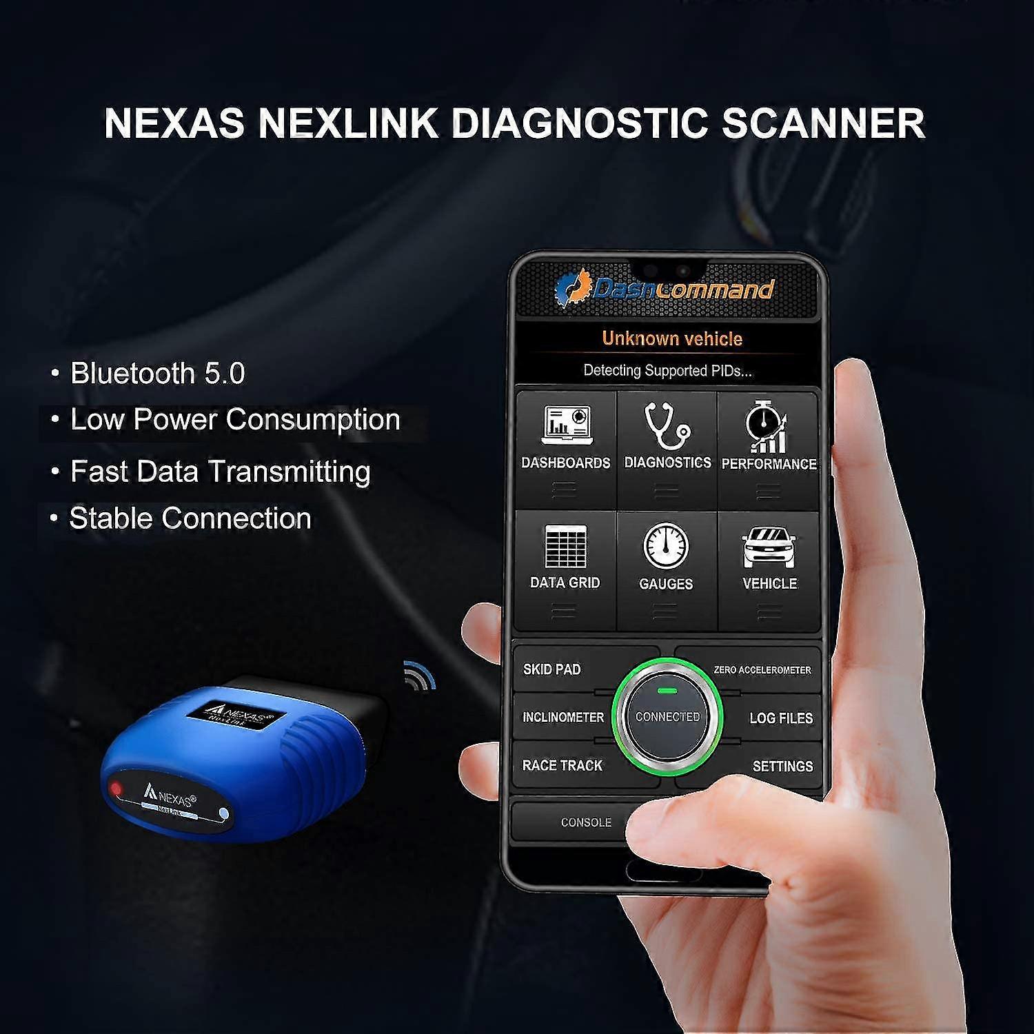 NexLink Bluetooth 5.0 Diagnostic Scanner for IOS & Android & PC OBD2/EOBD Fault Code Reader ...