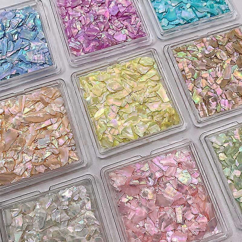 1 Box Aurora Shell Flakes Abalone Nails Charms Natural Irregular Slice ...
