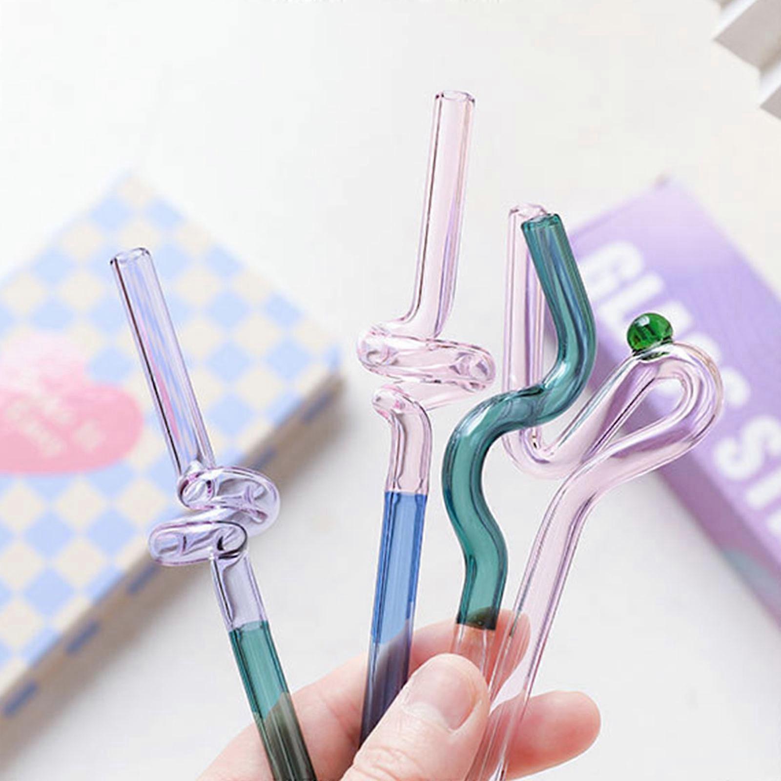 Glass Drinkware Straws Spiral Shape for Frozen Drinks Environmentally ...