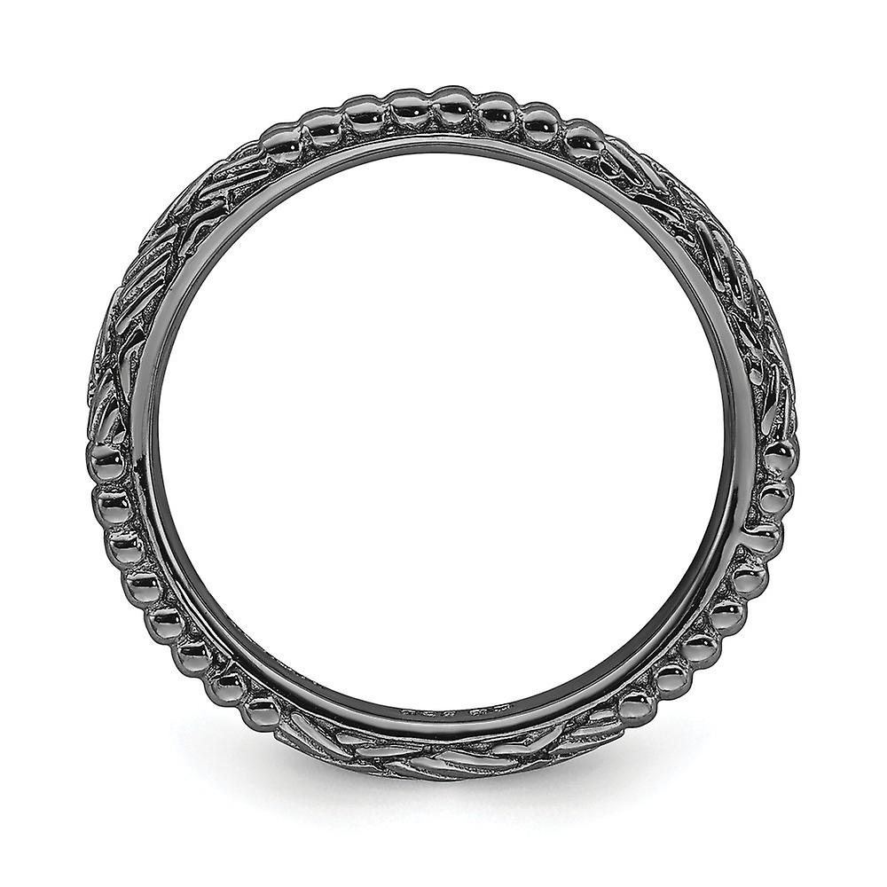 2.5mm 925 Sterling Silver Polished Ruthenium plating Stackable ...