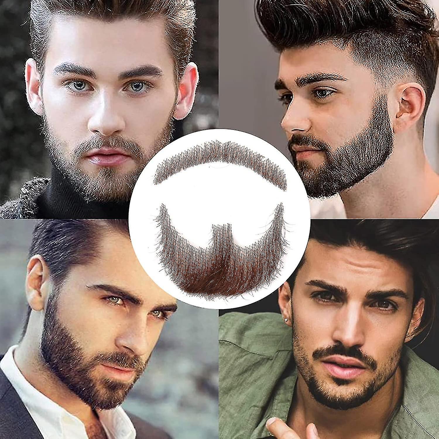 Fake Beard Realistic 100% Human Hair Full Hand Tied Goatee Black For ...