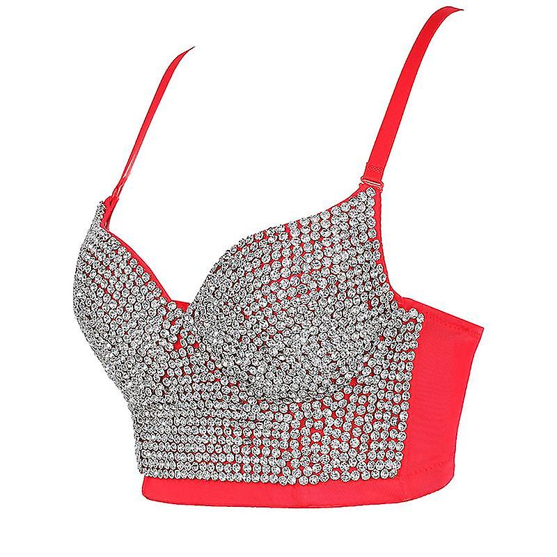 Women's Lace Rhinestone Bustier Crop Top, Sexy Corset Top Bra | Fruugo UK