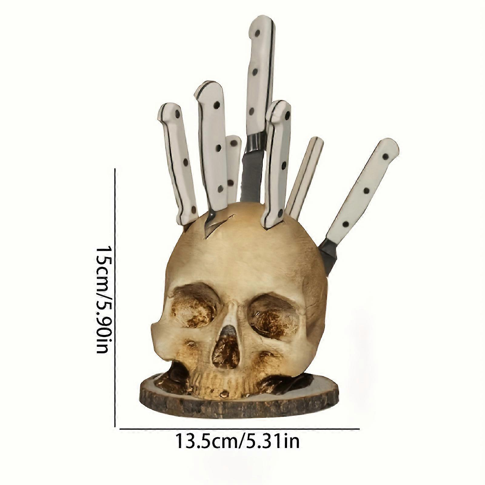 Skull Knife Holder for Kitchen Storage Skeleton Head Knife Block Holder ...