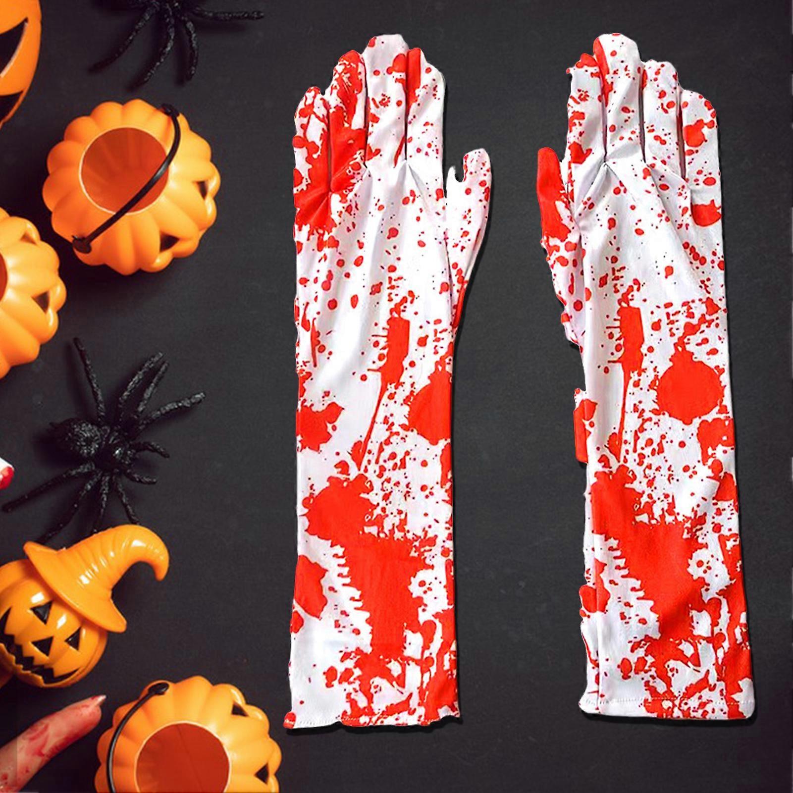 1 Pair Halloween Skeleton Gloves Ghost Hand Print Glow at Night ...