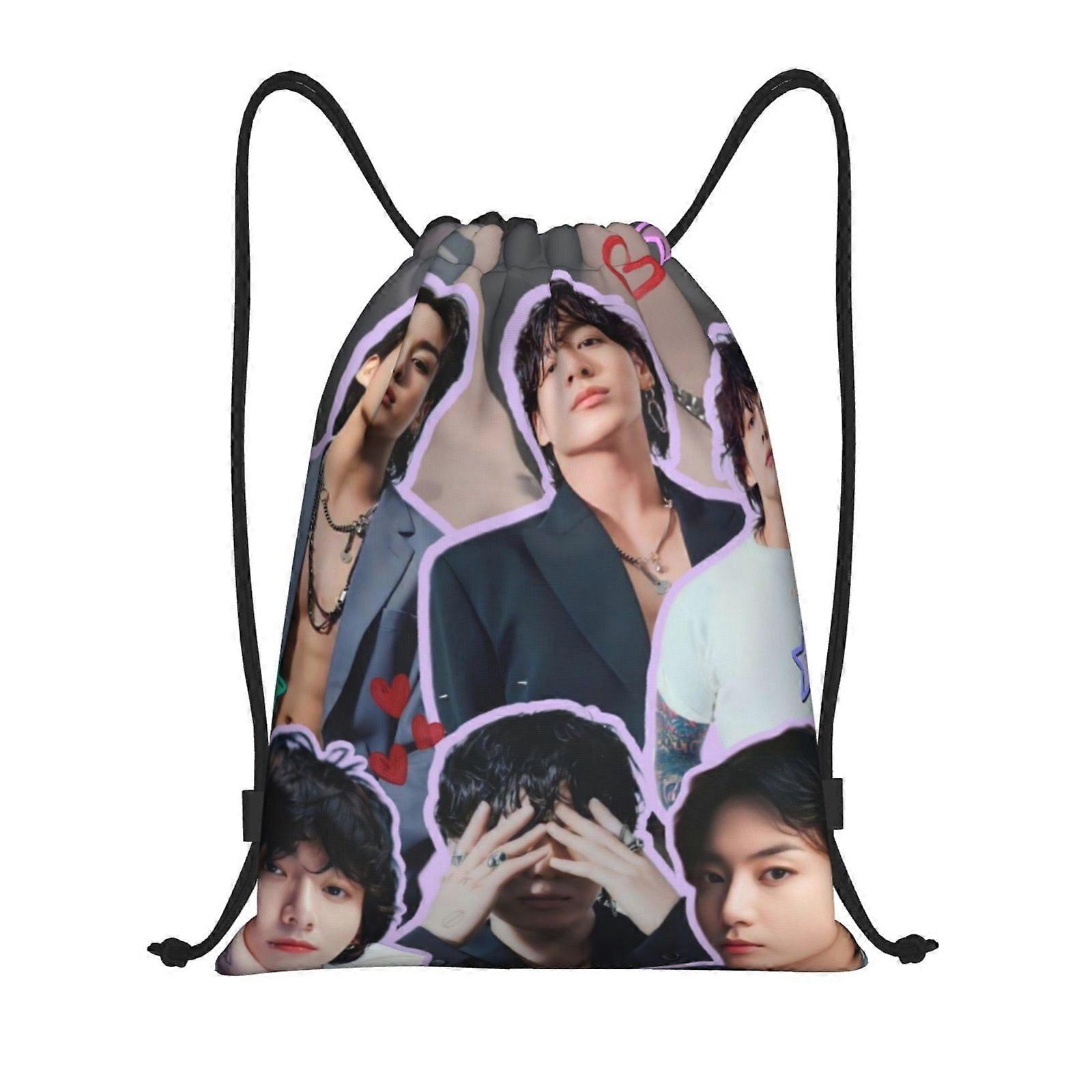 BTS Jung Kook (63) Drawstring Bag Student Pocket Boy Girl Backpack ...