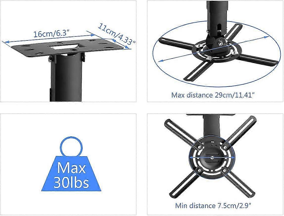 Universal Projector Ceiling Mount Bracket Fits Flat Or Sloped Ceiling ...