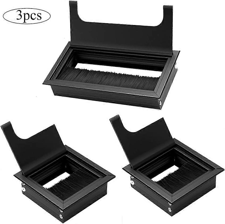 Cable Grommet Cover 3 Pieces Square Black Recessed Cable Grommets Desk ...