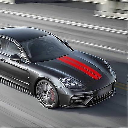 2pcs 129cm x 24cm Car Hood Stripe Sticker Car Body Racing Side Stripe ...